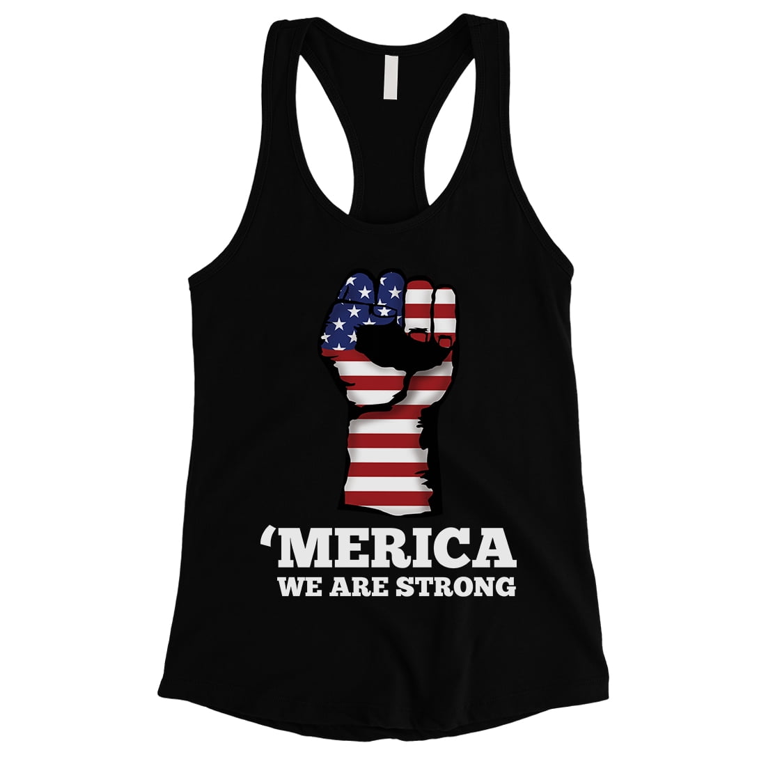 Merica We Strong Womens Black Cute Workout Tank Top 4th Of July ...