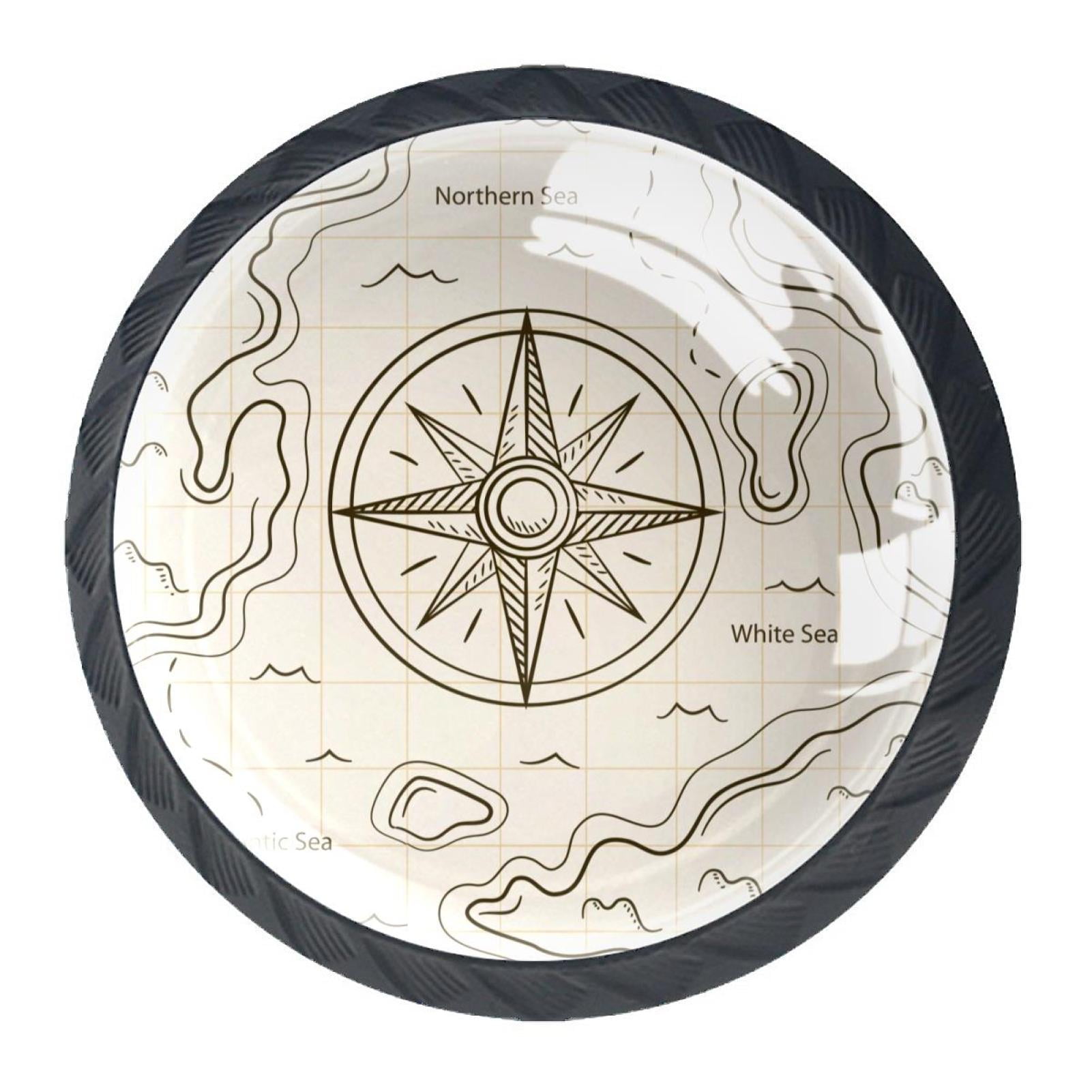 4 Pcs Map Compass Knobs for Kitchen Cabinet Cupboard Dresser Bookcase ...