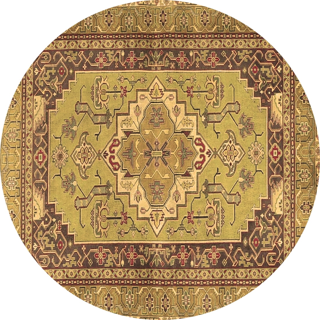 Ahgly Company Indoor Round Persian Brown Traditional Area Rugs, 5 ...