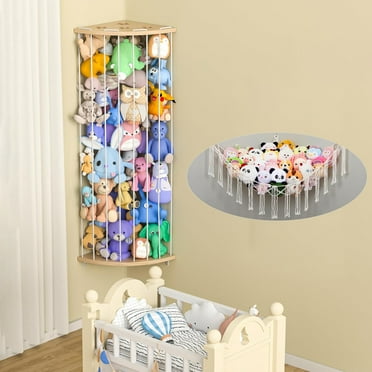 FOUKUS Adjustable Stuffed Animal Organizer - Corner Wall Storage for ...