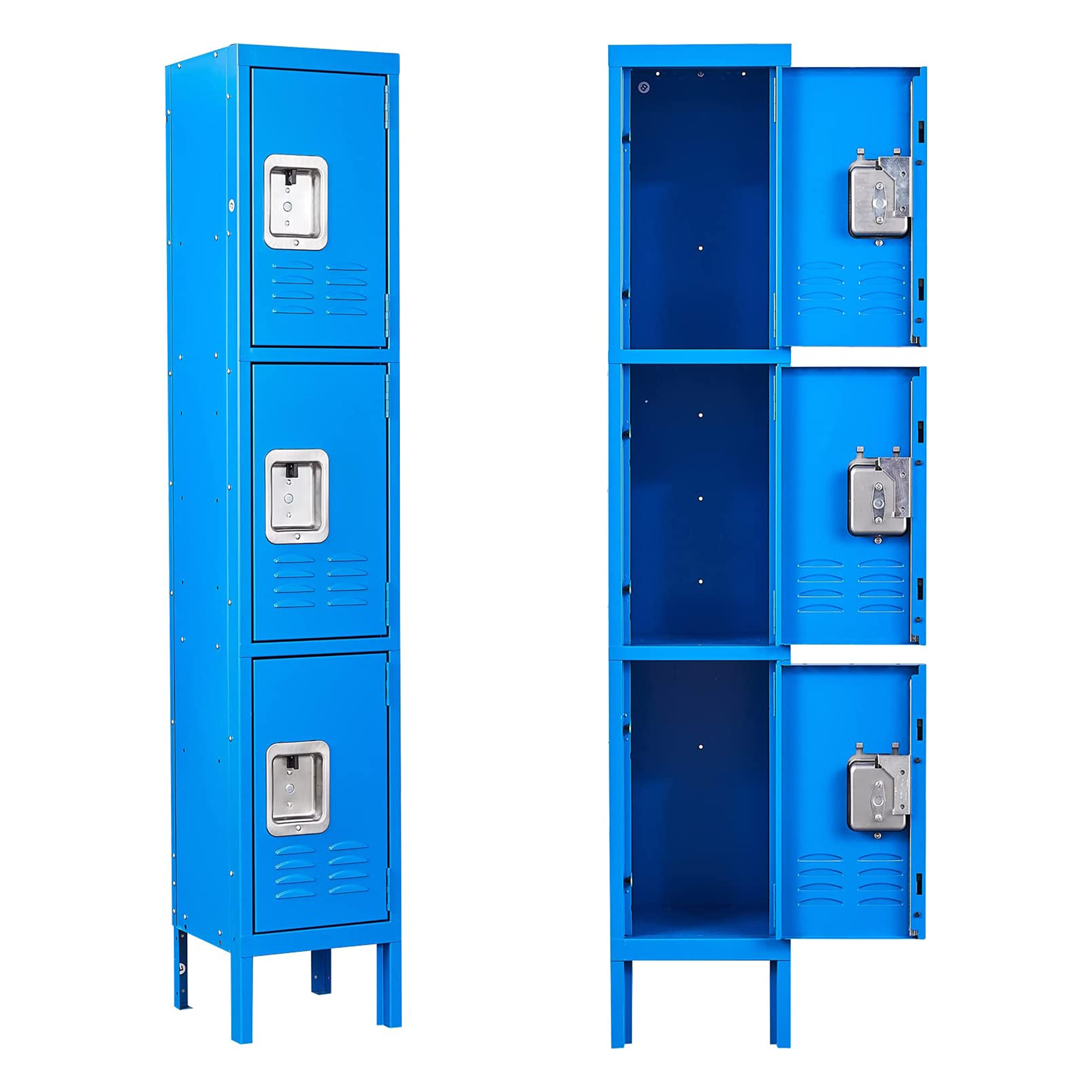 MIIIKO 3-Tier Metal Locker Steel Employees Lockers for Office, Metal ...