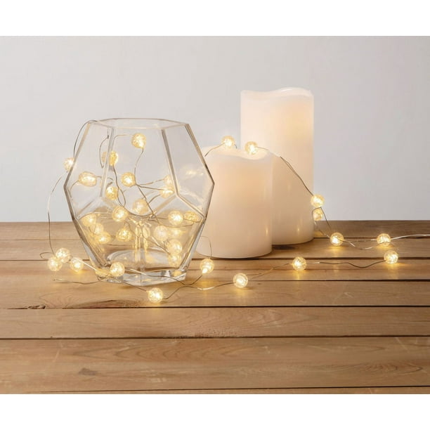 Merkury Innovations Cracked Orbs Silver Wire LED String Lights, Cracked ...
