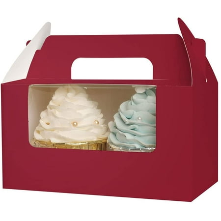 Yotruth Pink Cupcake Box 2 Holders（25Packs）,6.2 x 3.5 x 3.5 inch ...