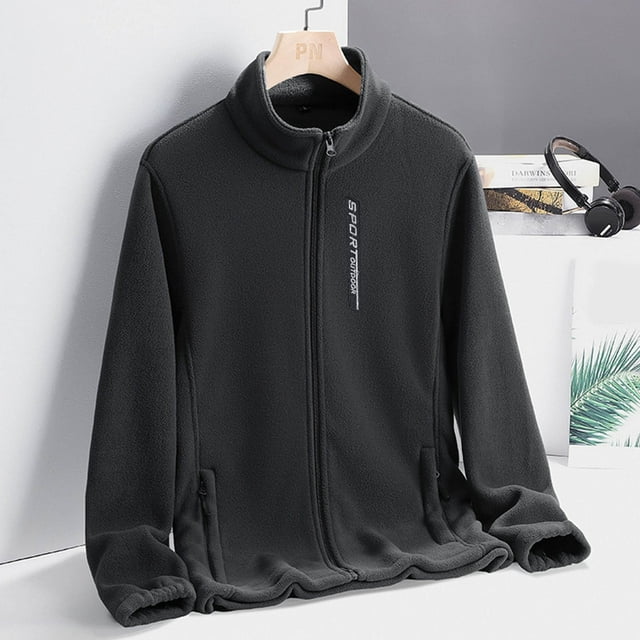 Gubotare Men Coat Casual Solid Splice Jacket Stand Collar Long Sleeve