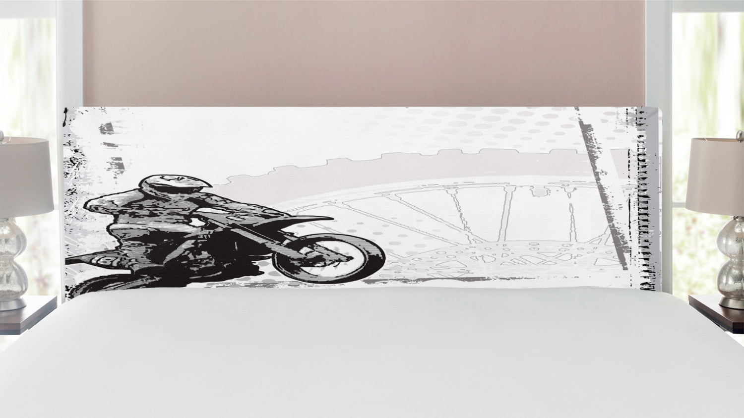 Motorcycle Headboard, Motocross Racer Image Grungy Background Poster ...