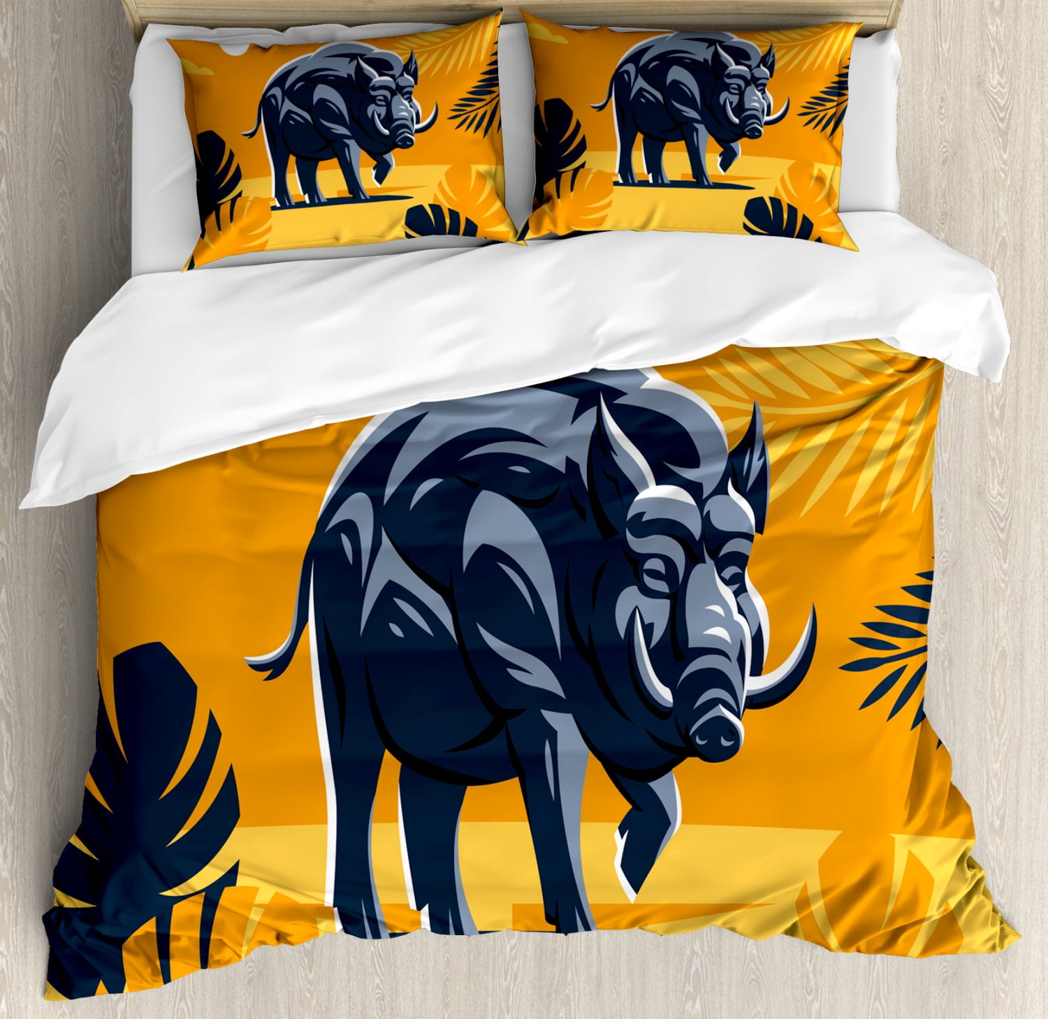 Razorback Duvet Cover Set Queen Size, Strong Wild Hog Boar with ...