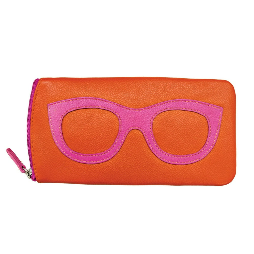 Womens Leather Eyeglasses Case Zipper Close 7 X 4
