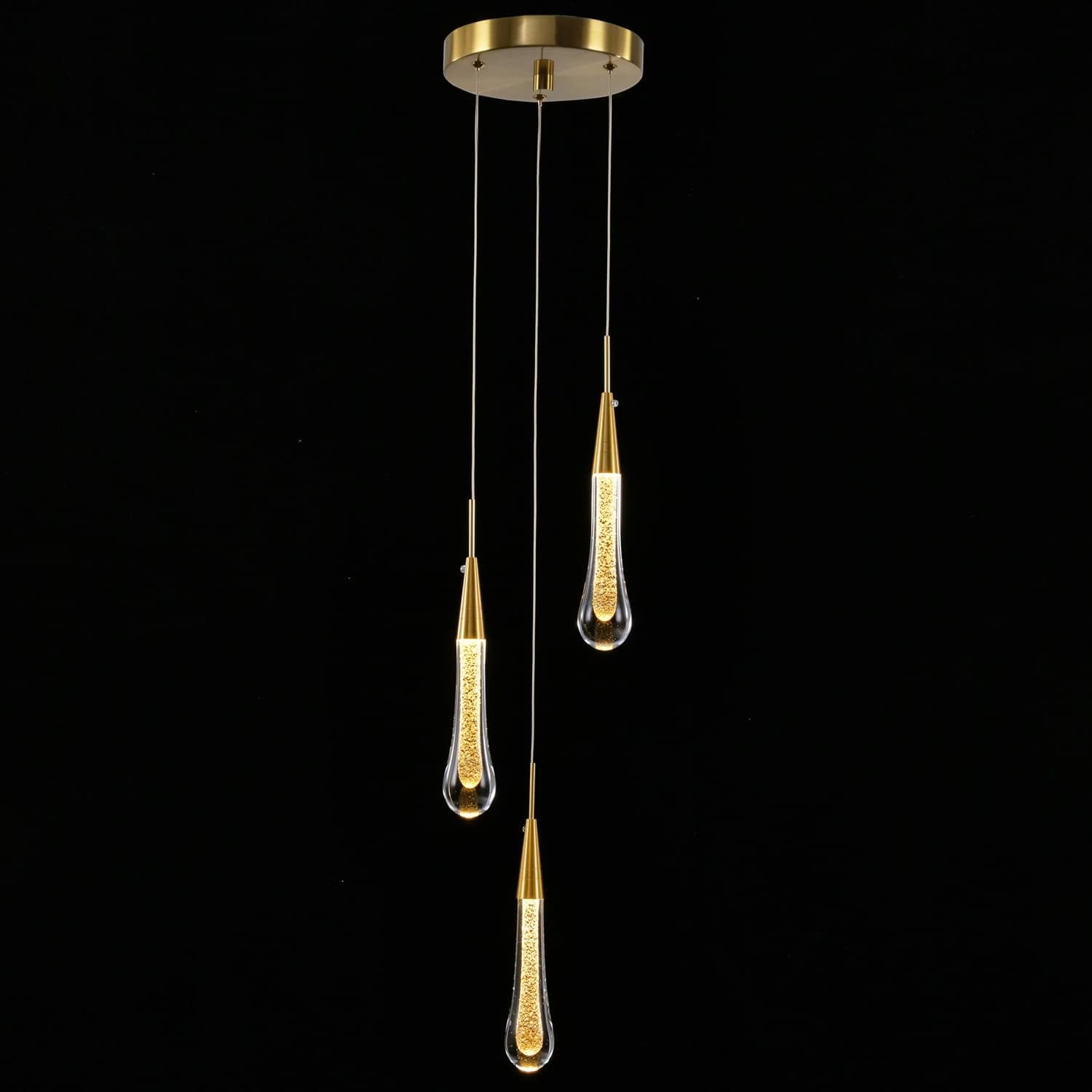 ZXNYH 3-Light Modern LED Pendant Ceiling Fixture, Contemporary Gold ...
