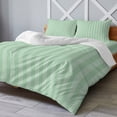 4 Piece Duvet Cover Set Full, Farmhouse Sage Green Stripe Soft ...