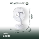 HomePointe Westpointe 12-Inch 3-Speed Oscillating Table Fan with Tilt ...