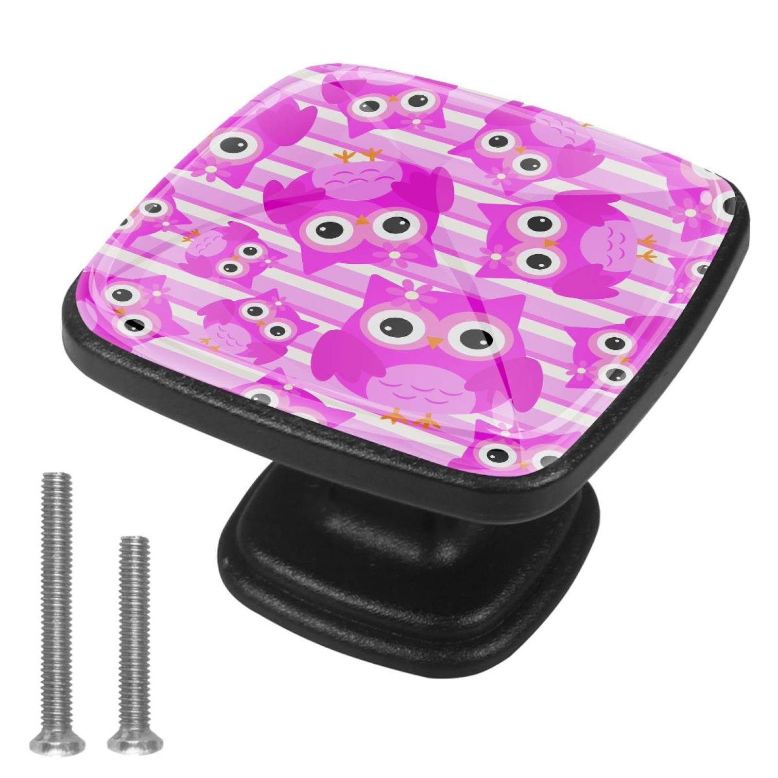 4 Pcs Cabinet Handle Drawer Pulls Owl Knobs with Screws Square ...