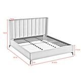 Montrell Upholstered Linen King Size Wingback Platform Bed, Grey ...