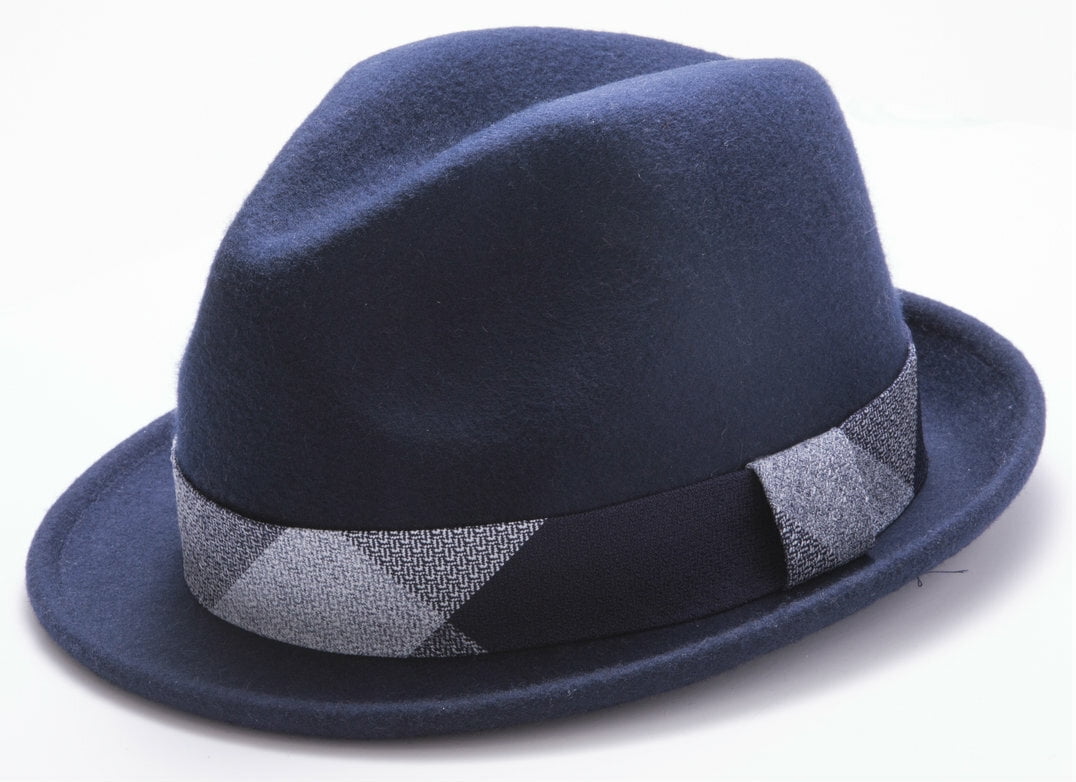 Montique Men's Navy Fedora Stingy Brim Felt Hat H1634 - Walmart.com