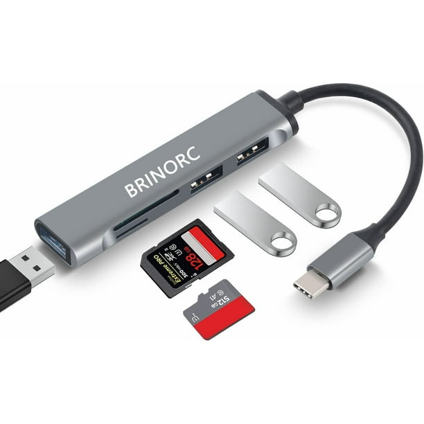 5-in-1 USB C Hub, Ultra-Slim Portable Data USB Hub with USB 3.0 2*USB2 ...
