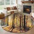 Autumn Forest Round Rug 7ft Washable Circle Rugs Non Slip Farmhouse ...