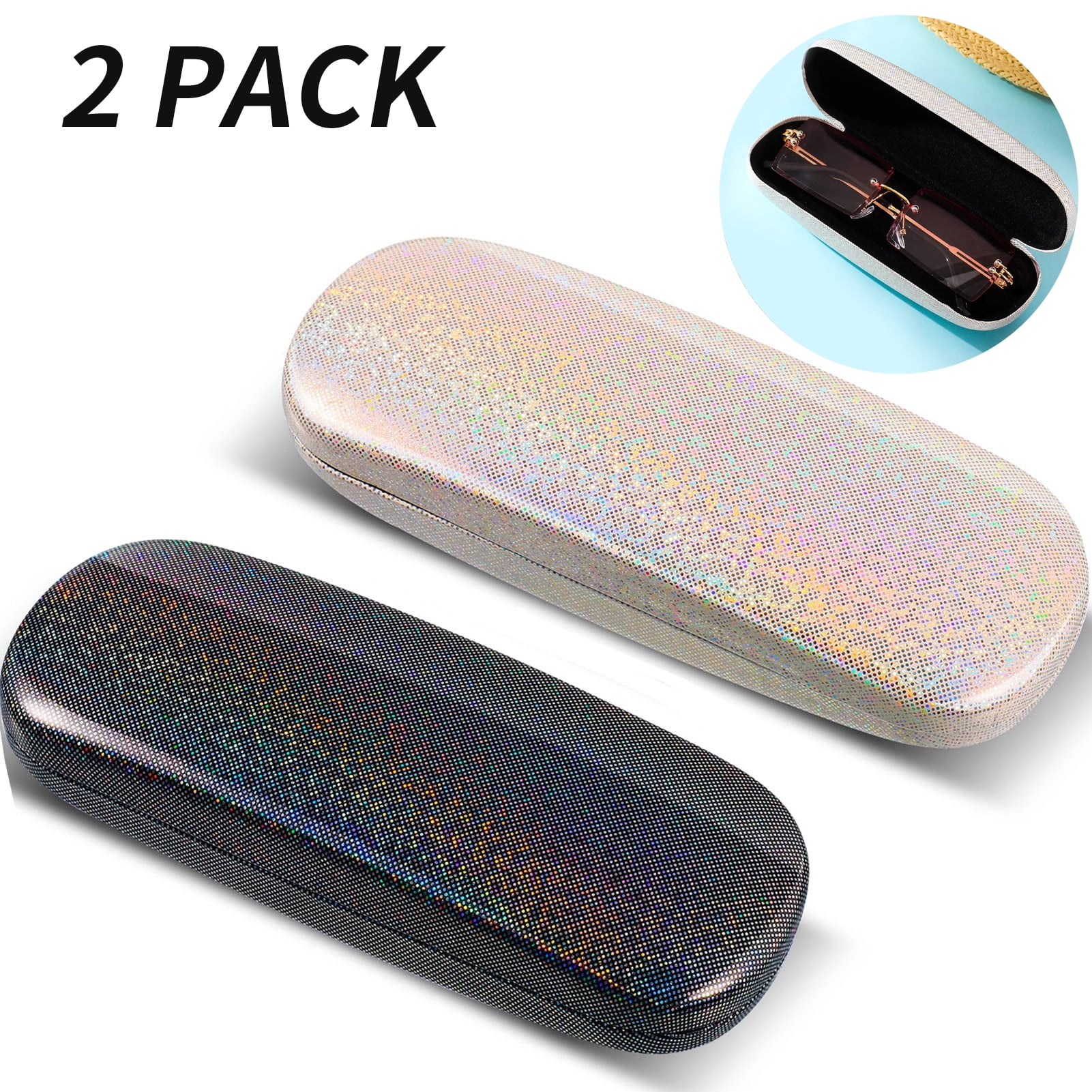 Springcorner 2pcs Glitter Hard Shell Sunglasses Case,Portable Glasses ...