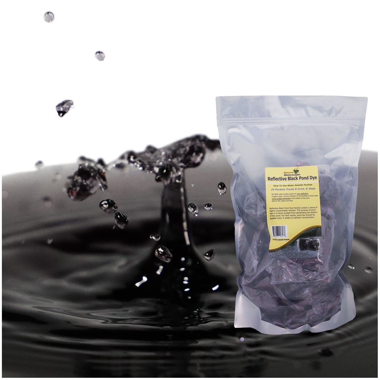 Natural Waterscapes Reflective Black Pond Dye Packets- 24 Water Soluble ...