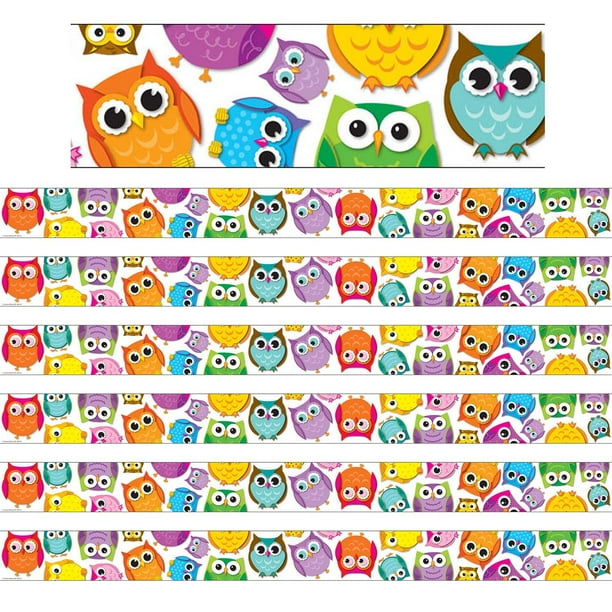 Carson Dellosa Education Colorful Owls Straight Border 72 Pieces
