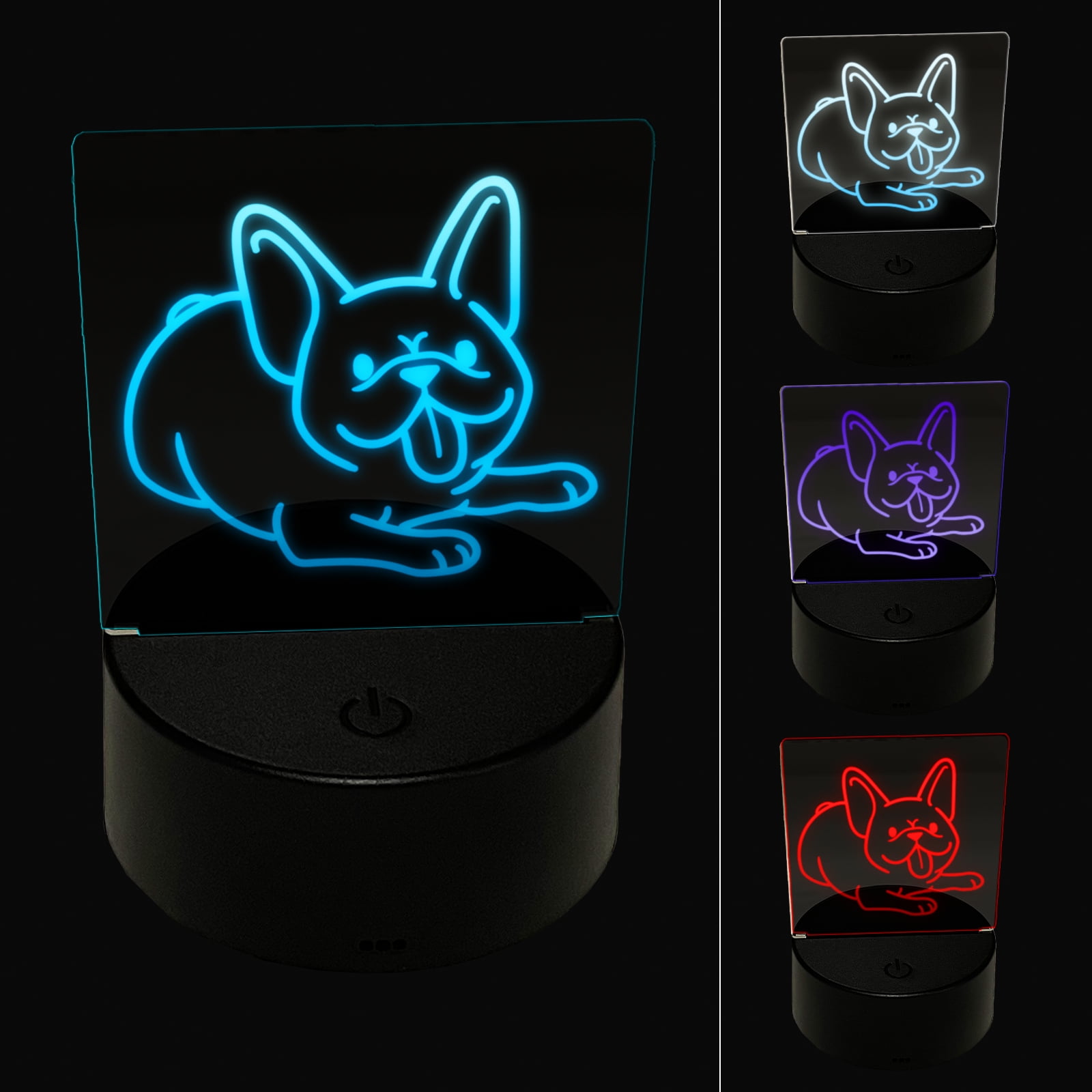 Frenchie Laying Down French Bulldog Dog LED Night Light Sign 3D ...