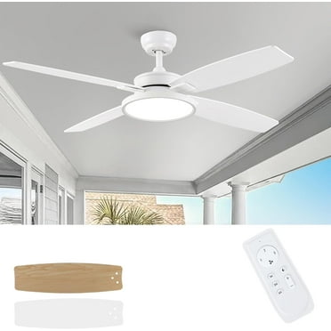 Wozzio Flush Mount 52 inch Morden White Ceiling Fan with Light and ...