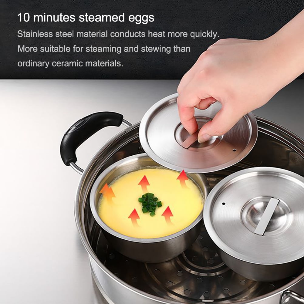 Stainless Steel Steaming Egg Bowls With Lid Anti Scald Food Mixing Bowl ...