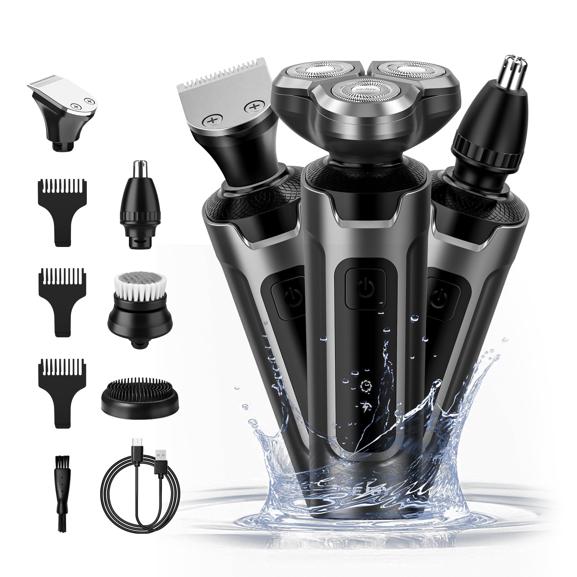 Sejoy Men's Electric Shaver, 5 in 1 Rotary Razor Trimmer, Cordless ...