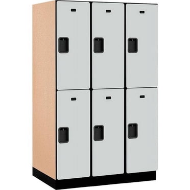 Assembled Double Tier 6 Door Extra Wide Designer Wood Locker, Gray - 15 ...