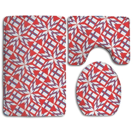 EREHome Faroe Islanads Flag Artascope Flower 3 Piece Bathroom Rugs Set ...