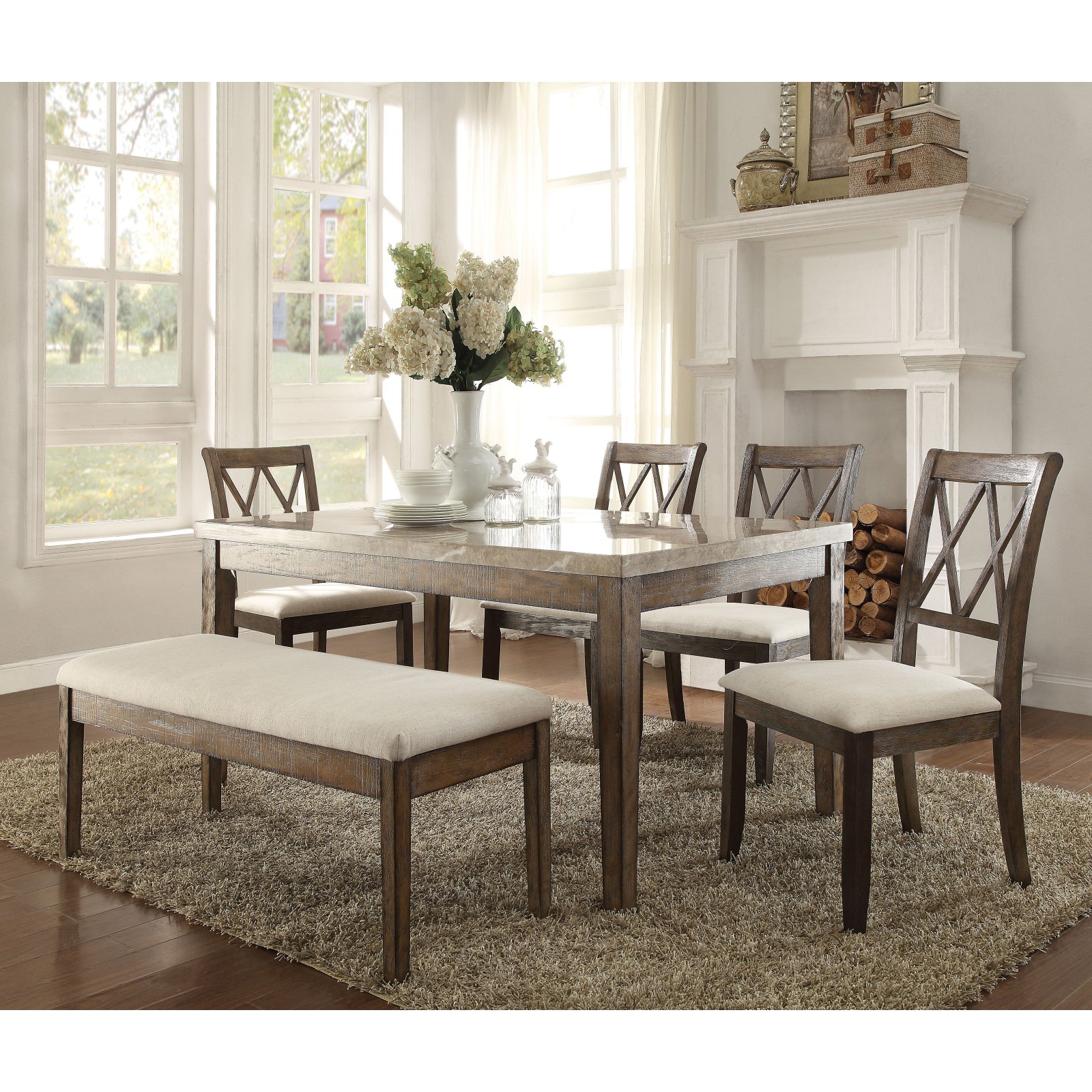 Acme Furniture Claudia Marble Dining Table Walmart