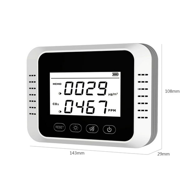 Monitor de del aire Detector de dióxido de carbono Medidor digital de CO2 Formaldehído yeacher ...