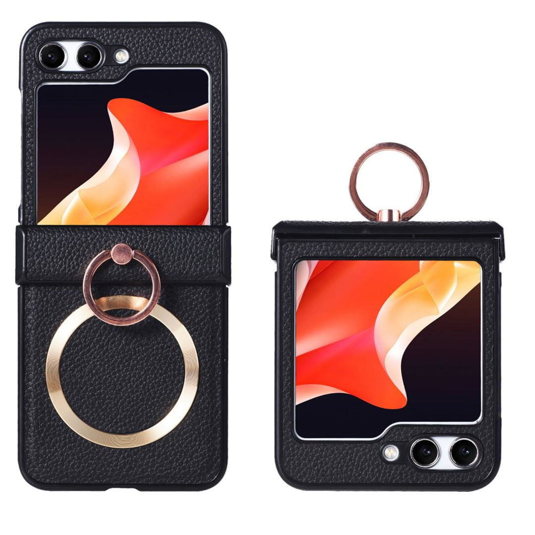 Frusde Leather Case for Samsung Galaxy Z Flip 5 with Ring Magnetic ...