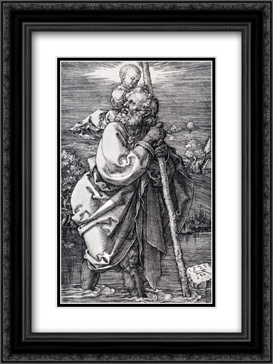 Albrecht Durer 2x Matted 18x24 Black Ornate Framed Art Print 'St ...