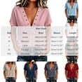 ATOYSOY Womens Tops Trendy Solid Color V Neck Eyelet Placket Roll Cuff ...