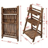 3-Tier Folding Wooden Ladder Shelving Flower and Plant Display Stand ...