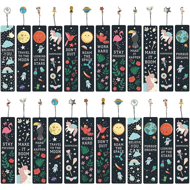 24 Set Space Cosmos Outer Unicorn Flamingo Theme Paper Bookmarks with ...