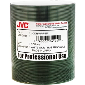 JVC (J-CDR-WPP-SK) 52X CD-R White Inkjet Hub Printable Media - 100 Pack ...