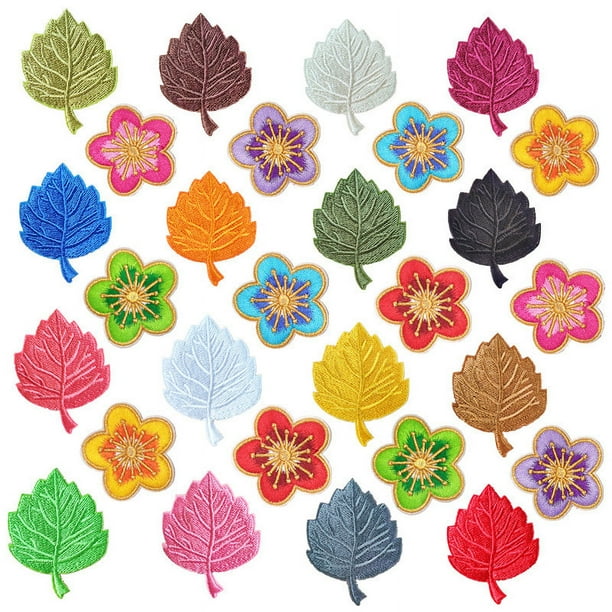 Patch Thermocollant, 28 PCS Mixte Feuilles Fleurs Autocollant de Patch Ecusson Thermocollant ou ...