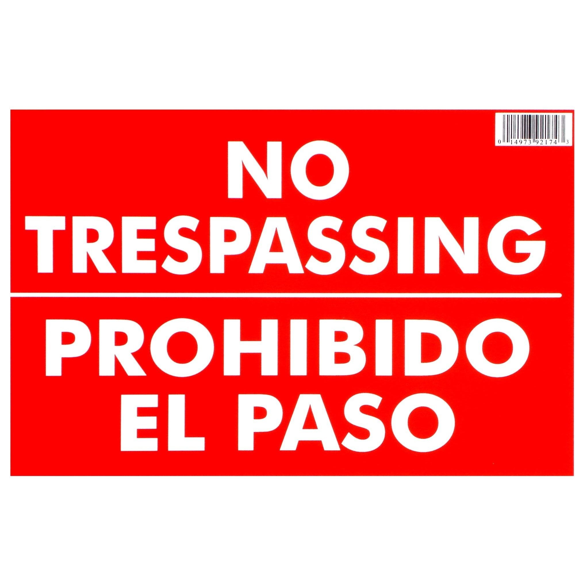 8" x 12" Styrene Plastic "No Trespassing" Signs - Walmart.com