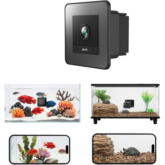 Fish Tank Camera, 2K HD for Aquarium & Reptile Terrarium, 140° Wide ...