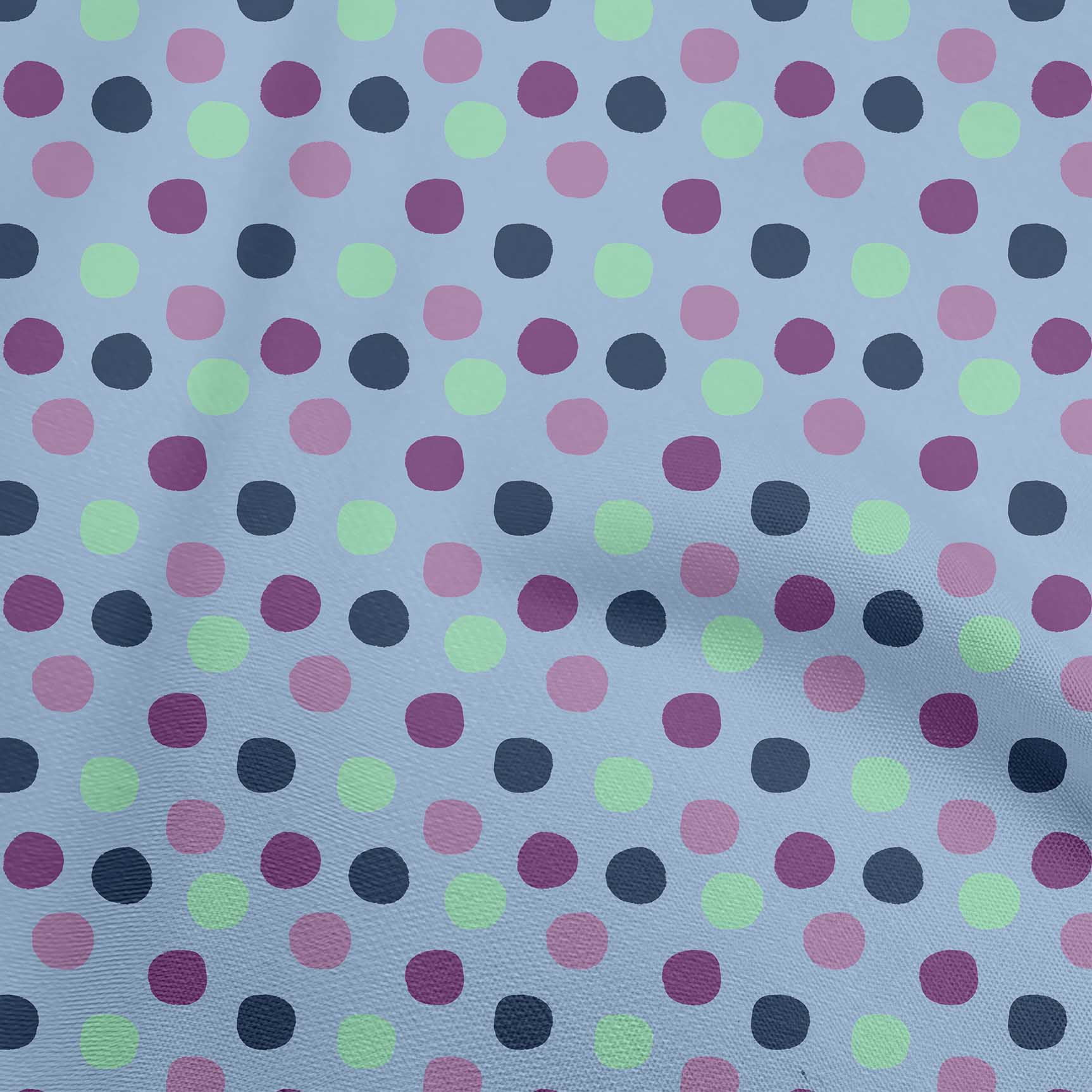 oneOone Cotton Poplin Dusty Blue Fabric Dot Sewing Material Print ...