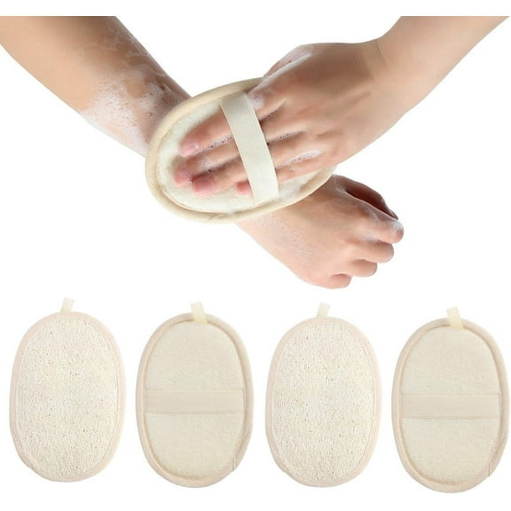 Deago 4 Packs Exfoliating Loofah Sponge Pads, Natural Loofa Sponge ...