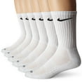 Nike Unisex Dri-FIT Crew Training Socks, 6-Pack, White, Moisture Wicking, Size 8-12 - Walmart.com
