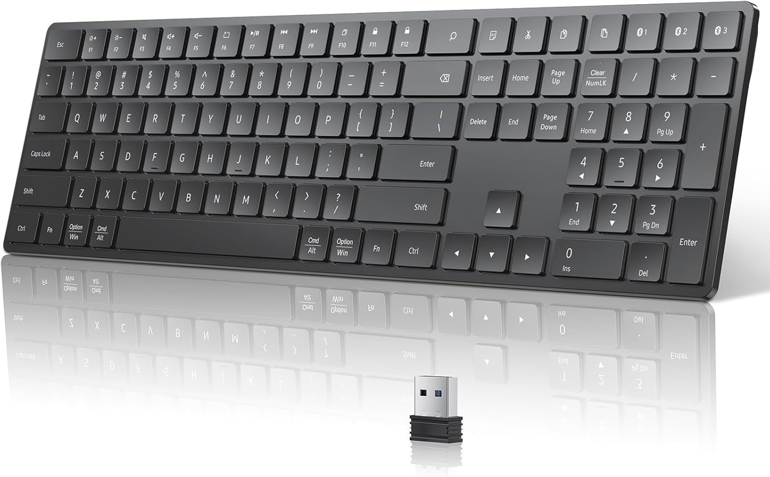 AIR-Bluetooth Wireless Keyboard, 110 Keys Full Size Multi-Device ...