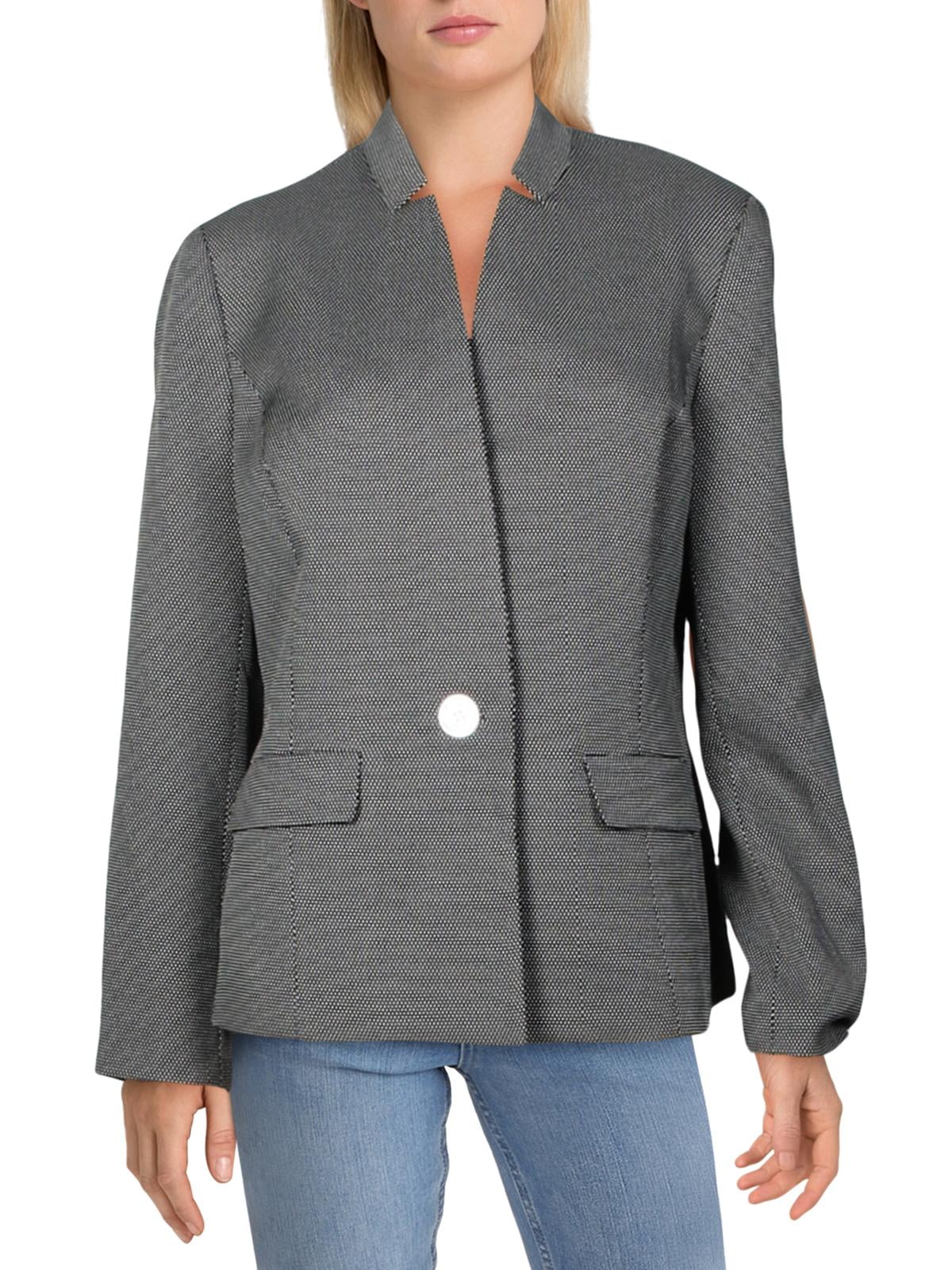 Kasper Womens Pindot Inverted Collar Blazer B/W 14 - Walmart.com