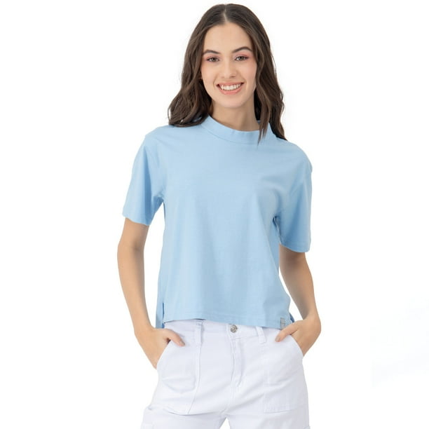 Playera Ancha Básica Para Mujer Quarry Color Azul | Bodega Aurrera en línea