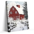 ChristmasCanvas Wall Art Decor with Farm, Red Walls, Snowy Road and ...