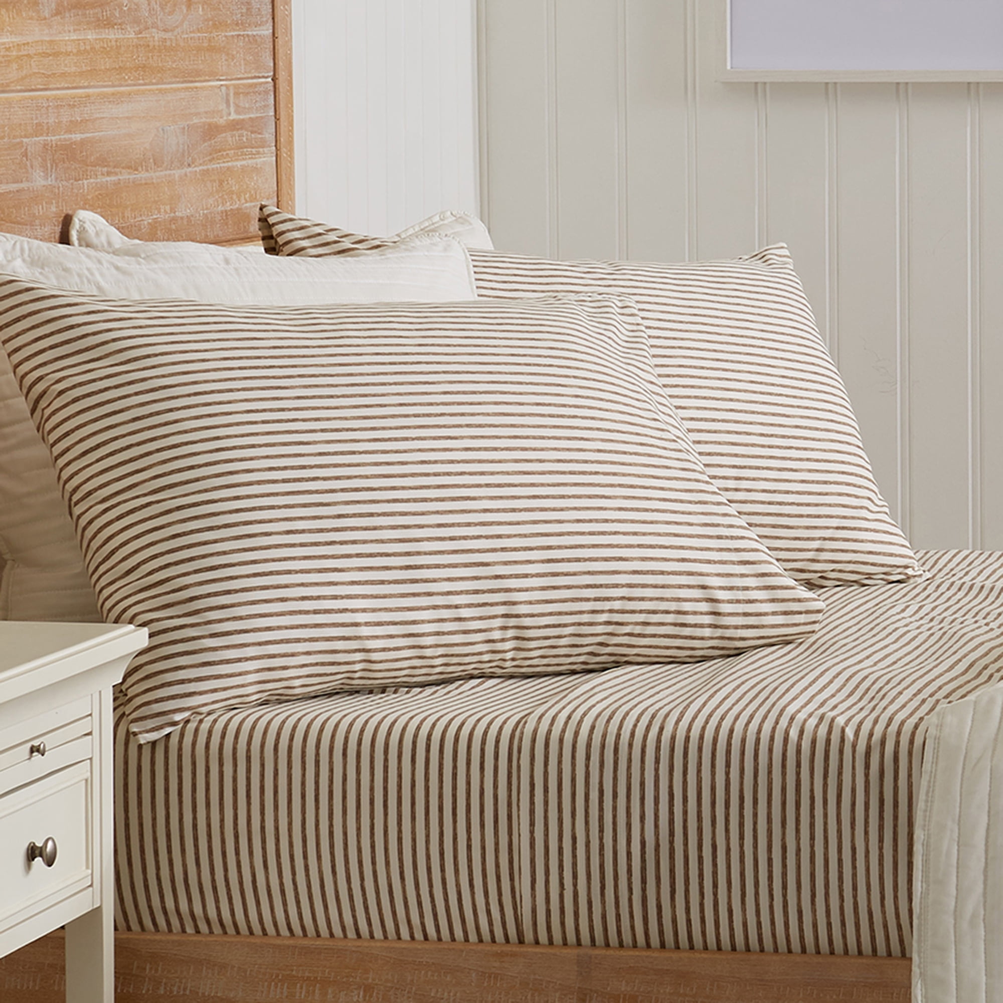 Great Bay Home Striped Microfiber Wrinkle Resistant Sheet Set (Twin ...