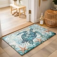Blue Sea Turtle Ocean Starfish Rectangle Rug 2'x3' Seaweed Vintage Map ...