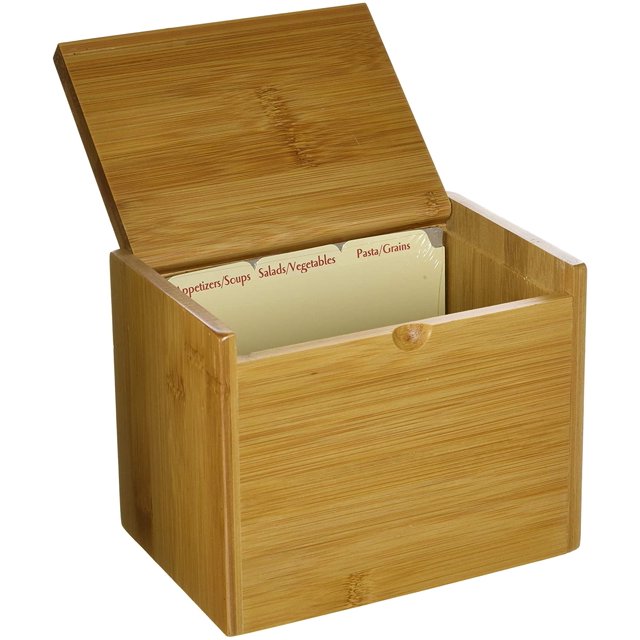 Bamboo Recipe Card Box with 9 Tab Dividers from Meadowsweet Kitchens ...