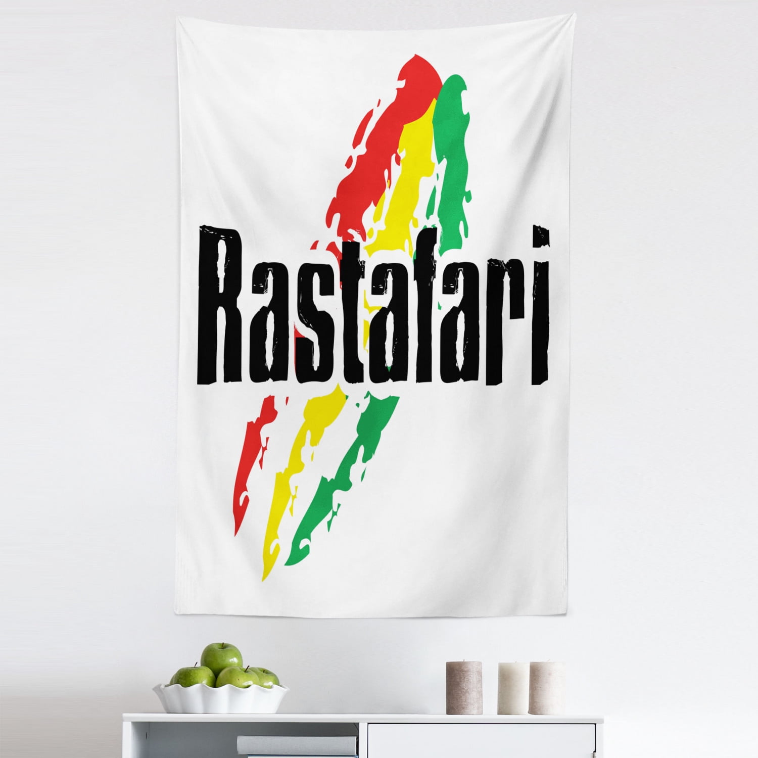 Rasta Tapestry, Reggae Rastafari Lettering on Grunge Design Flag Colors ...